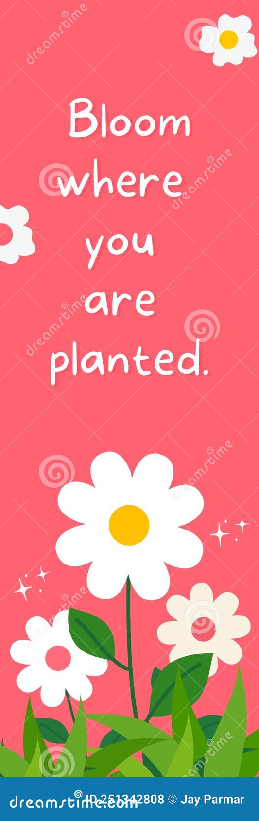 Pink Cute Flower Quote Cool Bookmark Stock Illustration - Illustration ...
