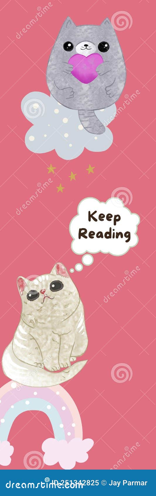 Pink Cute Keep Reading for Kids Bookmark Stock Illustration ...