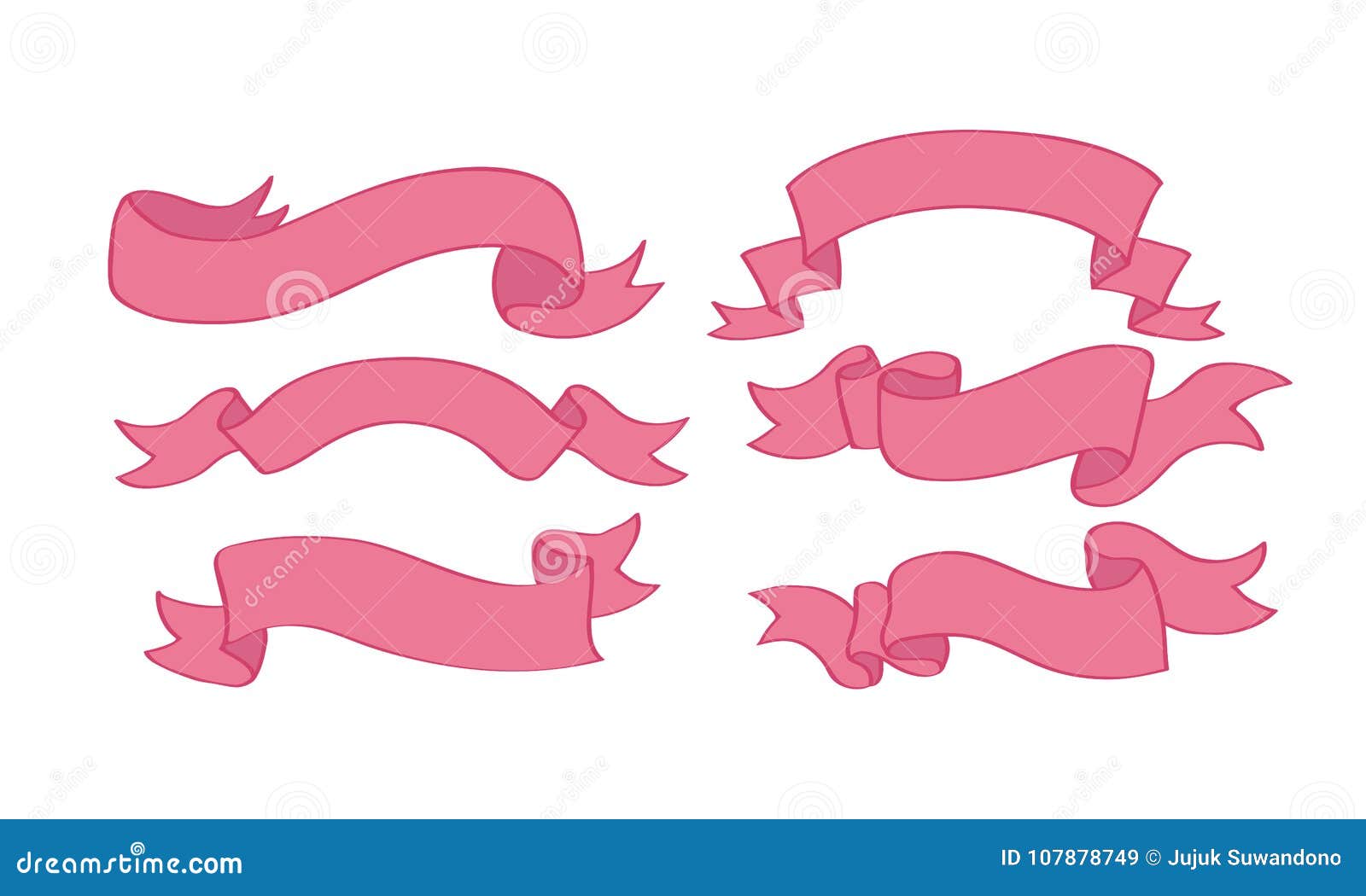 Pink Cute Ribbon Colour Vector Stock Vector - Illustration of cute ...