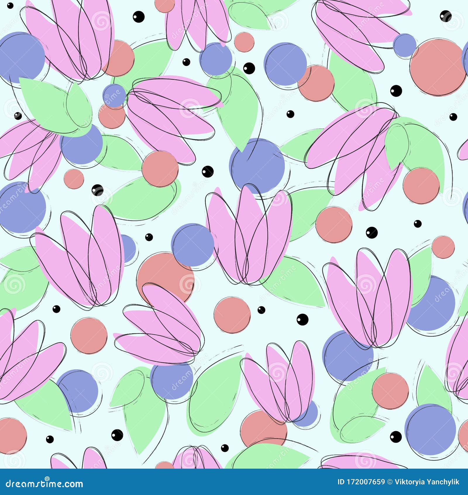 Pink Cute Simple Spring Flowers. Vector Seamless Pattern Stock Vector ...