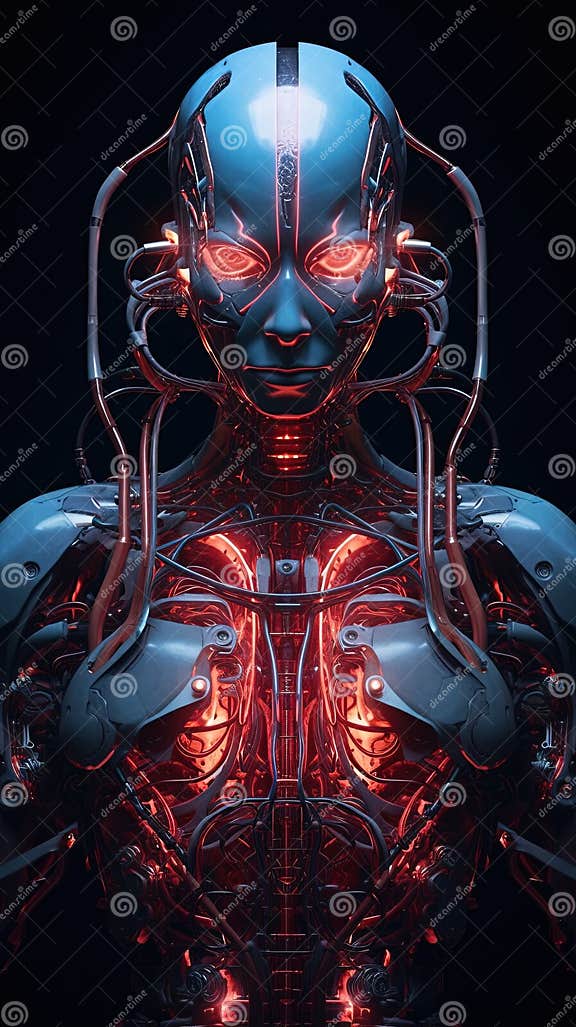 A Pink Cyborg. Generative AI Stock Illustration - Illustration of ...