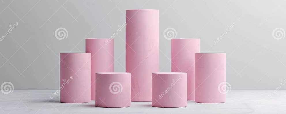 Pink Cylindrical Shapes on a White Background Stock Illustration ...