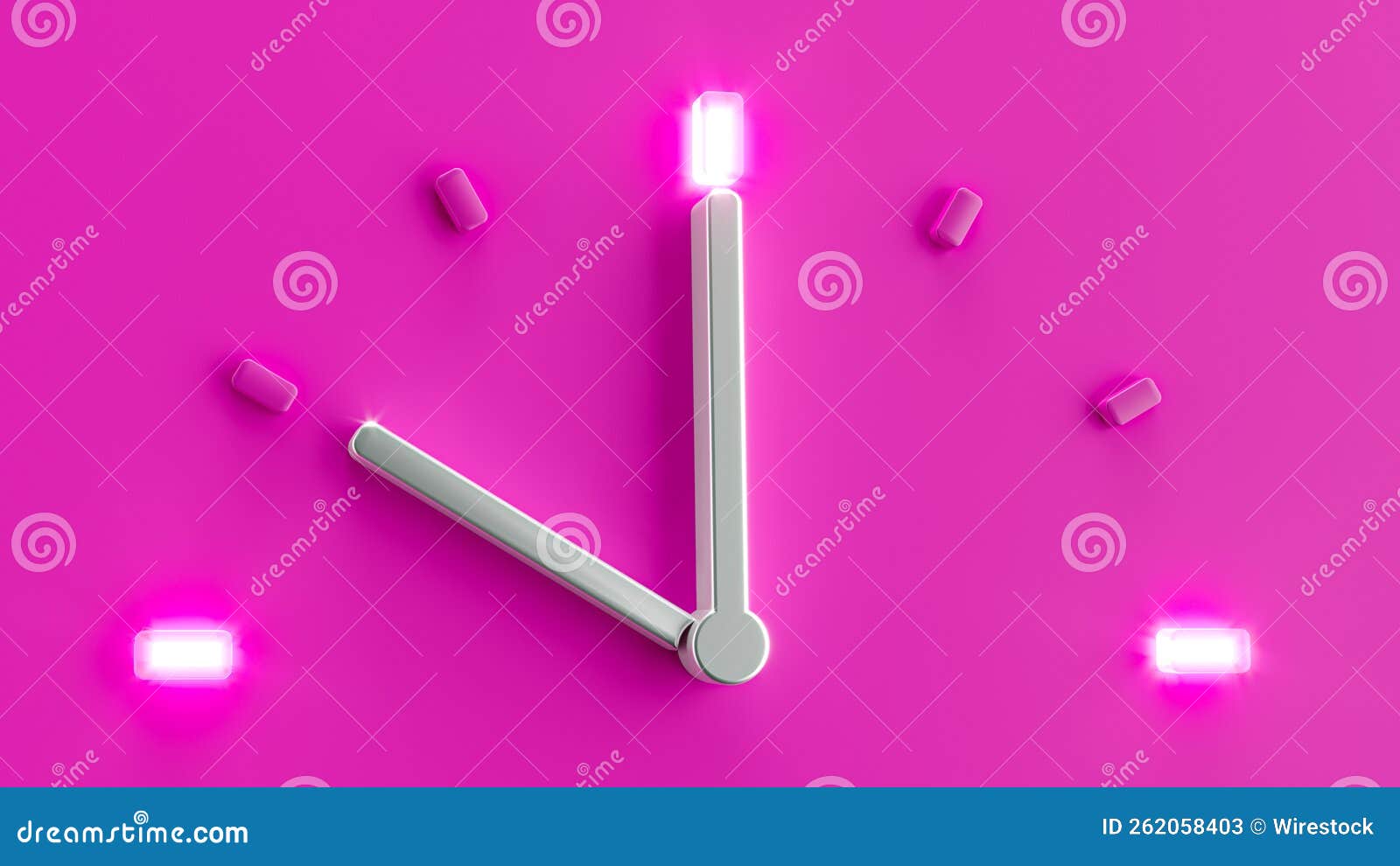 Pink 3d Clock Time 10 O Clock Pm am Silver Needle Backlit Dial Light 3d ...