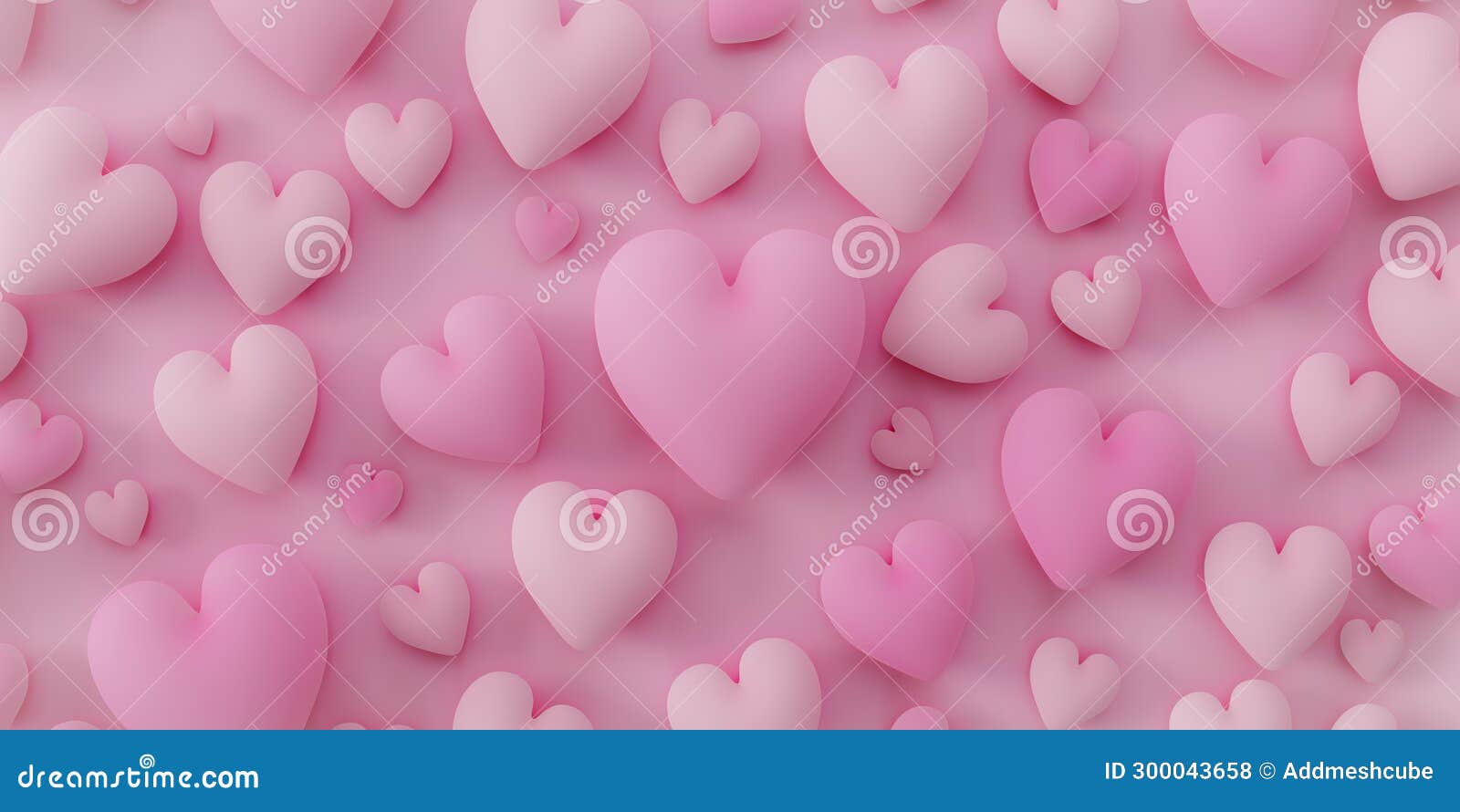 Pink 3D Heart-shaped Pattern Background with a Soft and Bright ...