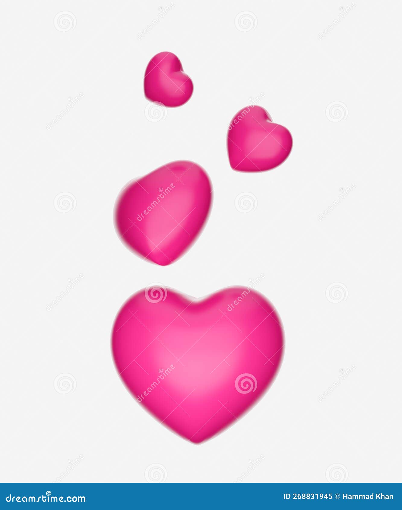 Pink 3d Hearts Flying Hearts Spring 3d Illustration Stock Illustration ...
