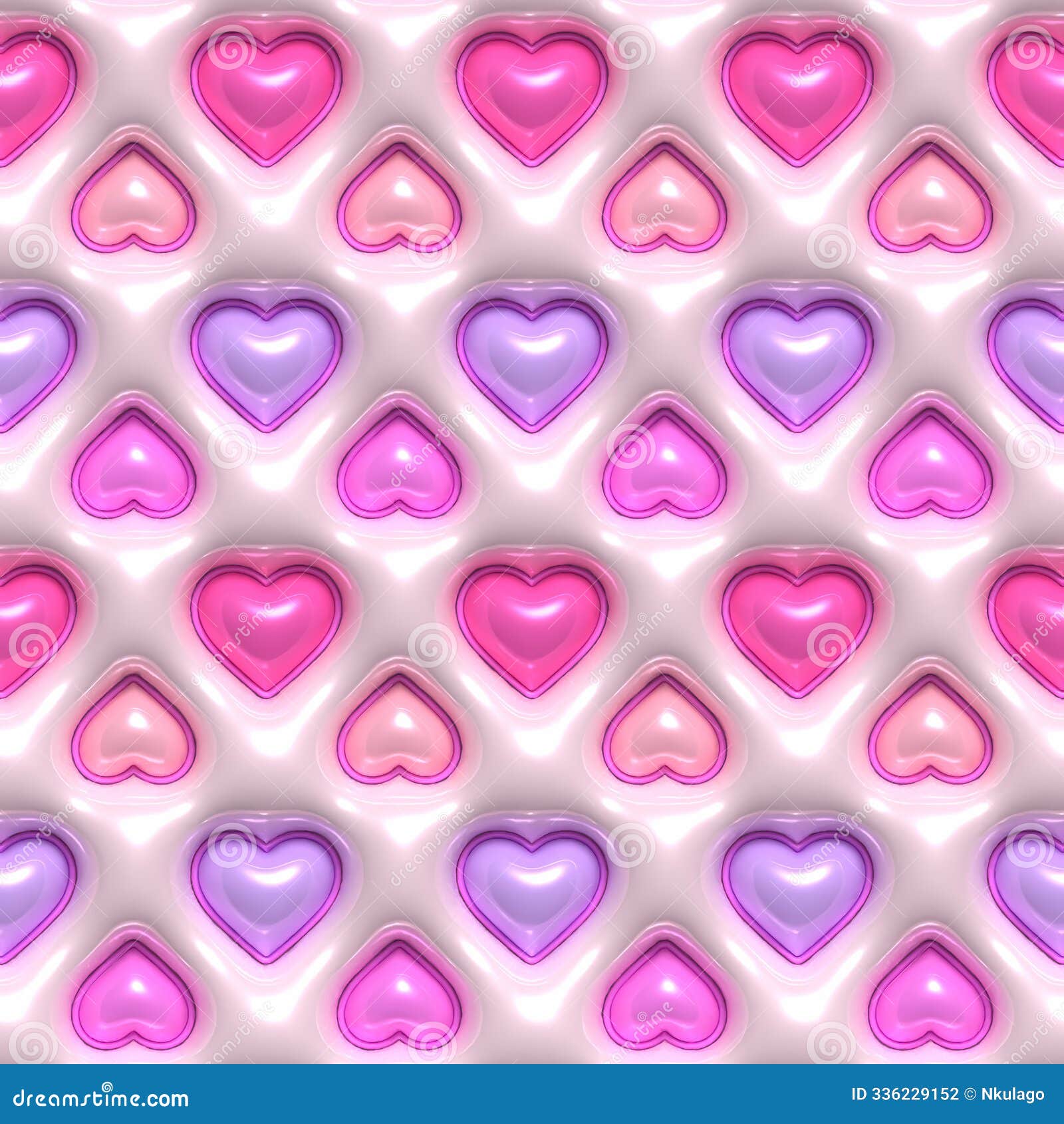 Pink 3D Inflated Hearts Pattern. Seamless Tileable Pattern Stock ...