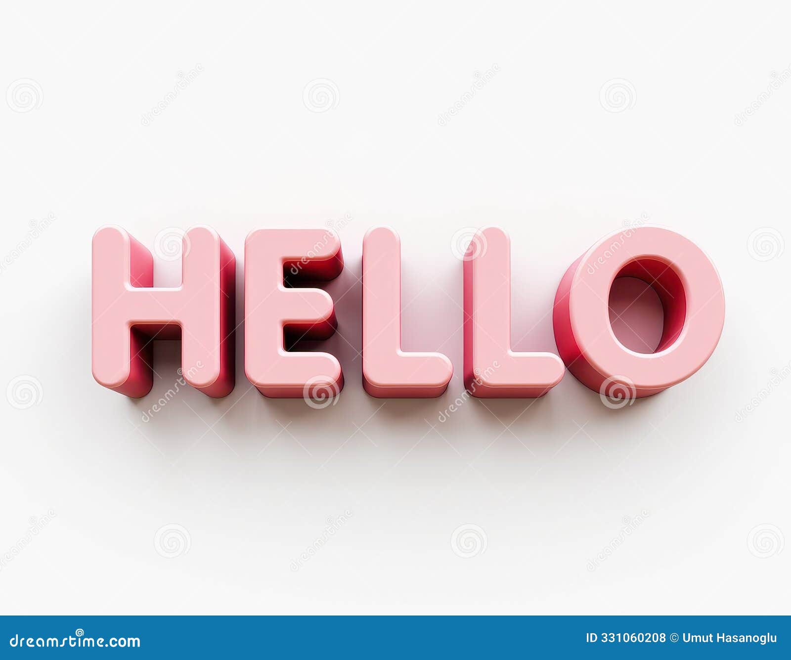 Pink 3D Letters Spelling HELLO on a White Background. Stock ...