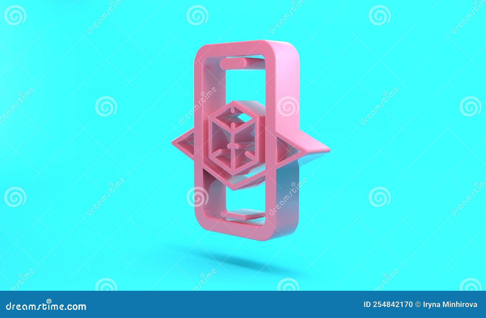 Pink 3d Modeling Icon Isolated on Turquoise Blue Background. Augmented ...