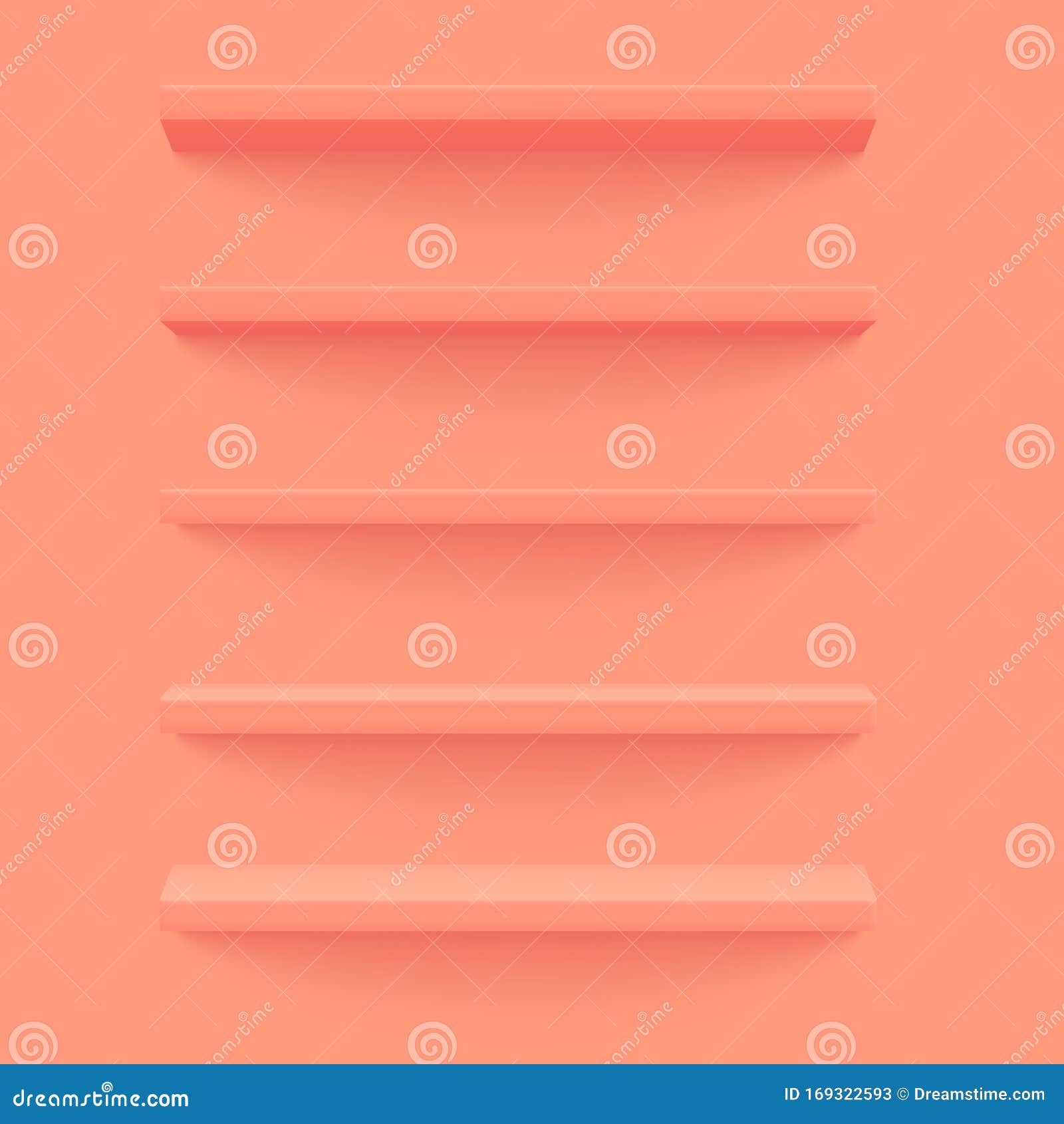 Pink 3d Shelf on the Wall. Wooden Horizontal Realistic Empty Shelf ...