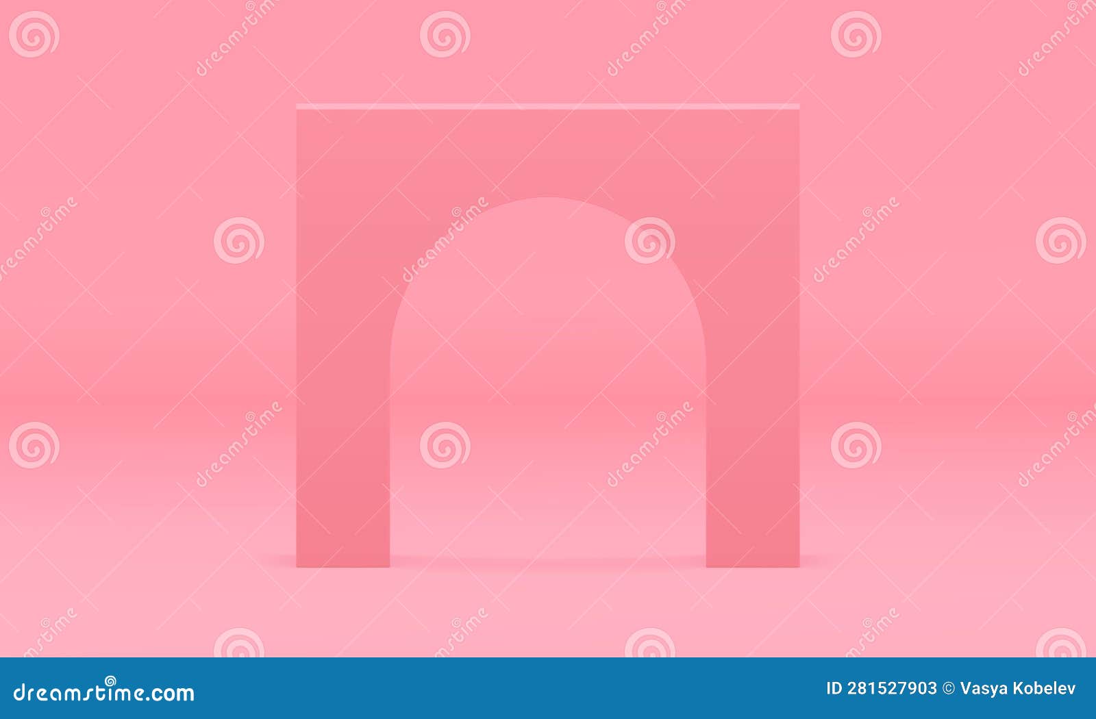 Pink 3d Squared Curved Arch Geometric Column Stand Front View Realistic ...