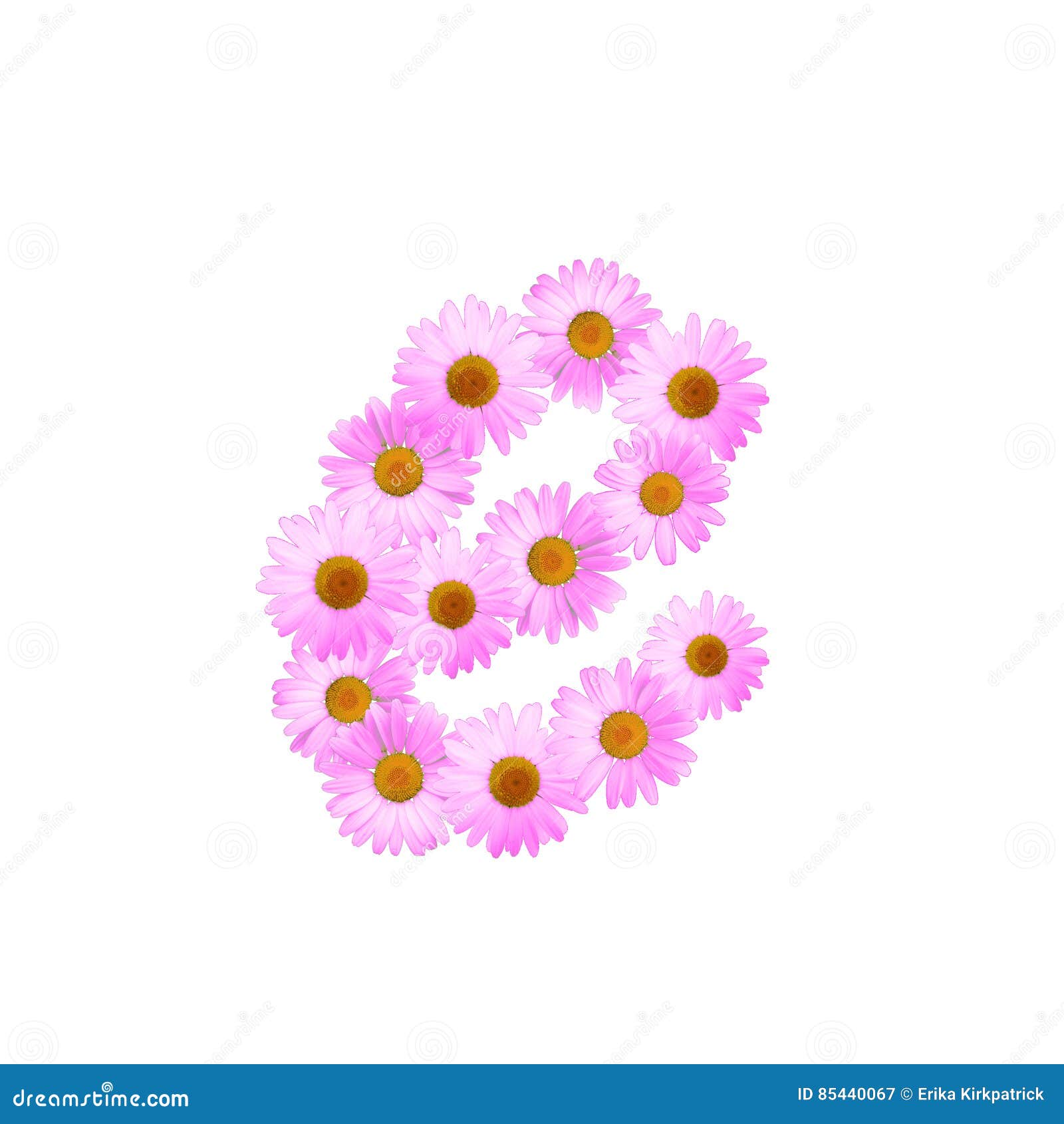 Pink Daisy Letter E stock illustration. Illustration of floral - 85440067