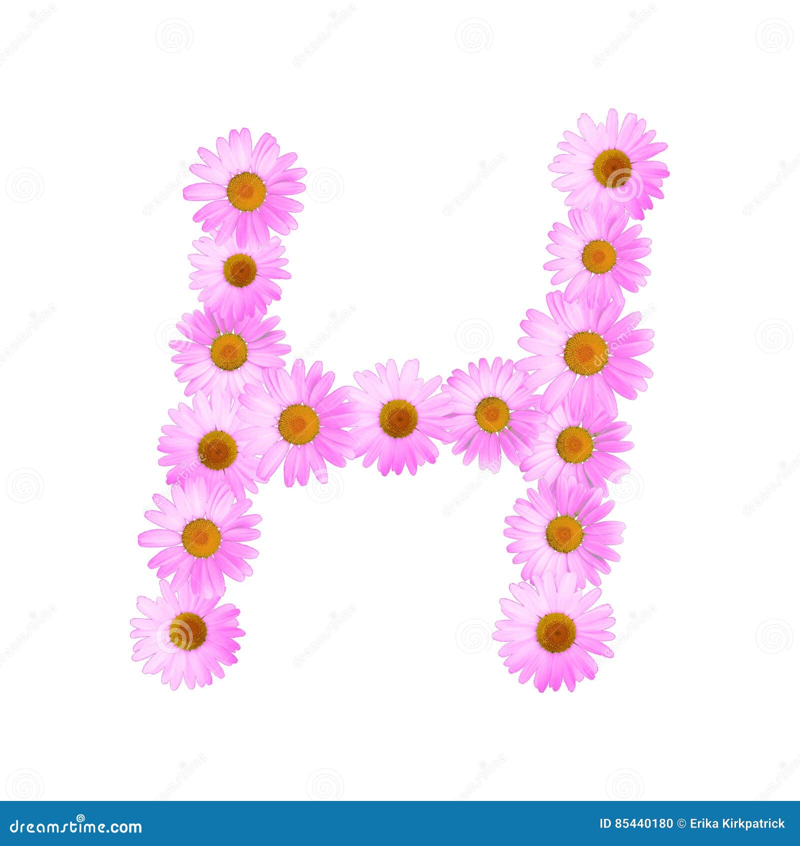Pink Daisy Letter H stock illustration. Illustration of decoration ...