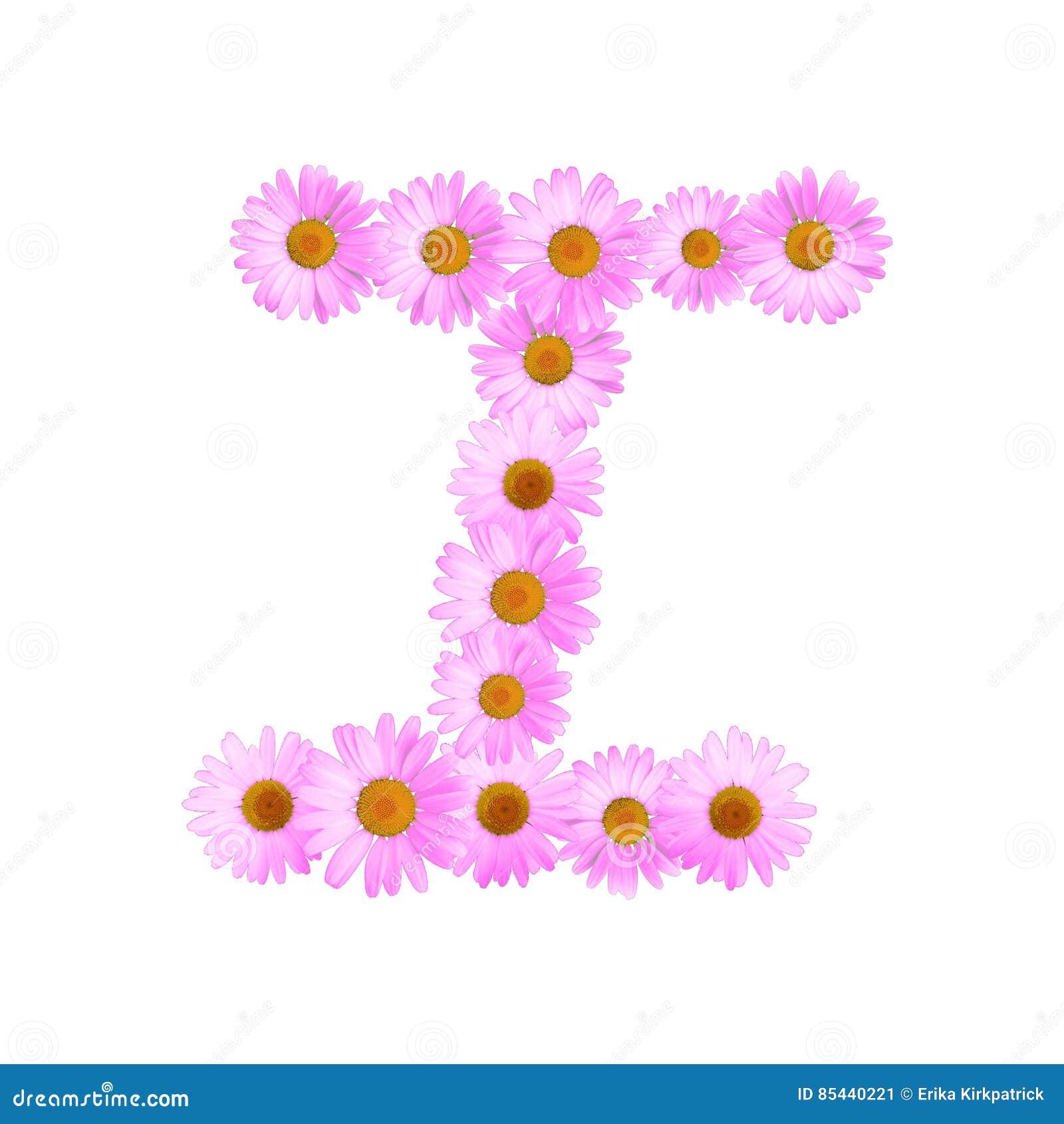 Pink Daisy Letter I stock illustration. Illustration of card - 85440221