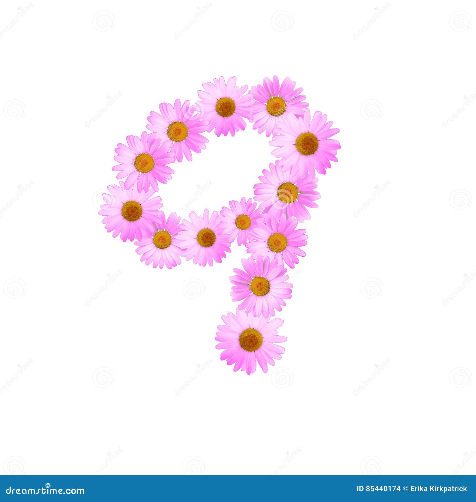 Pink Daisy Number Nine stock illustration. Illustration of customize ...