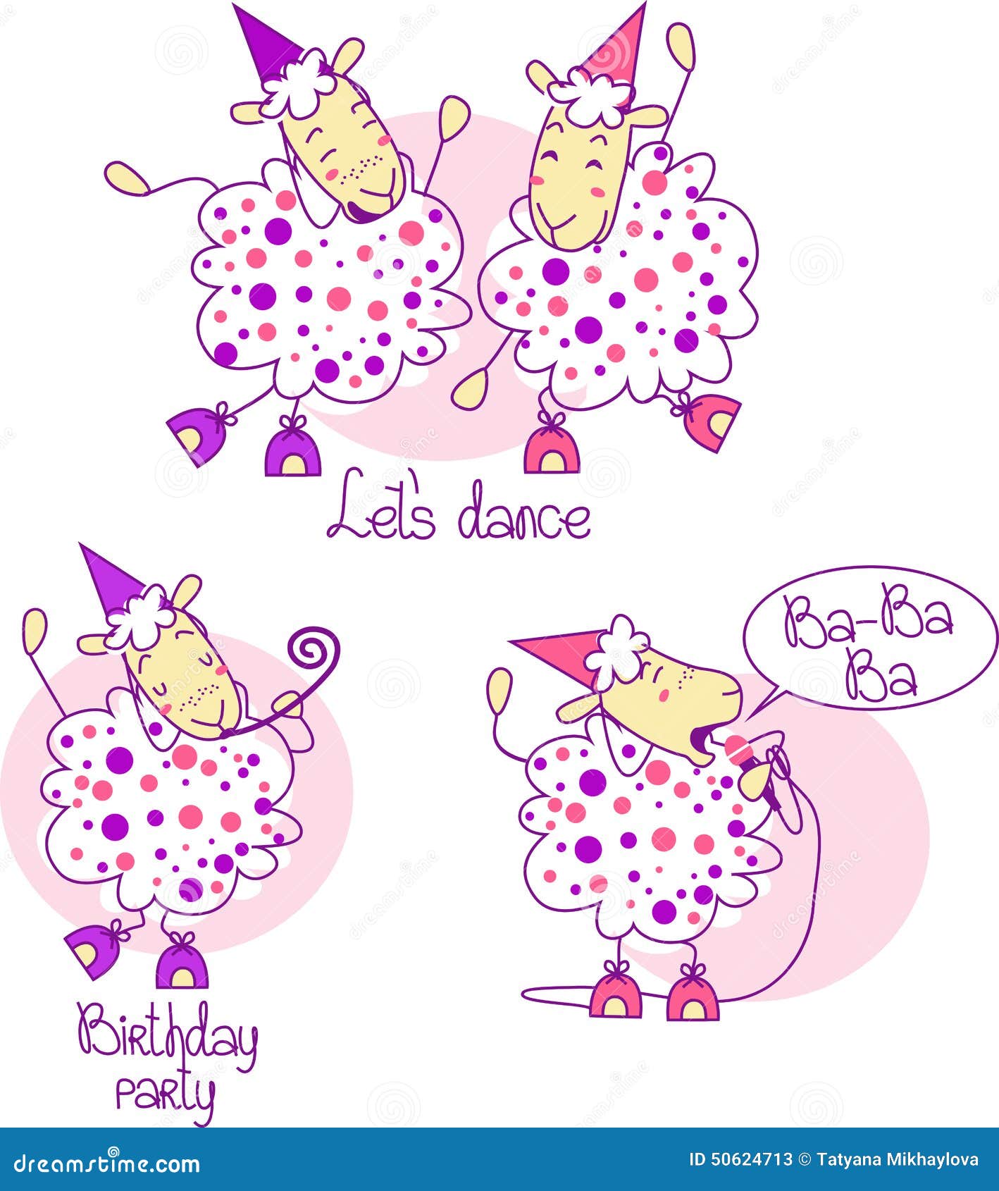 Pink dancing sheep stock vector. Illustration of parties - 50624713