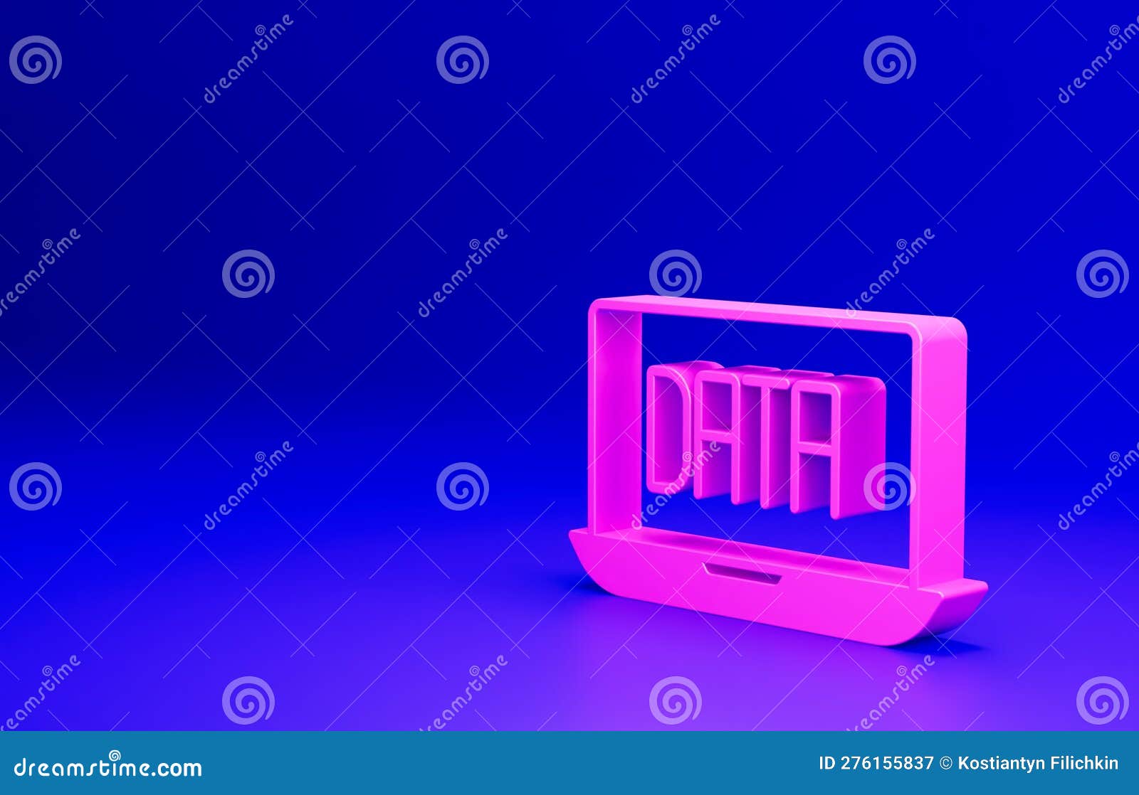 Pink Data Analysis Icon Isolated on Blue Background. Business Data ...