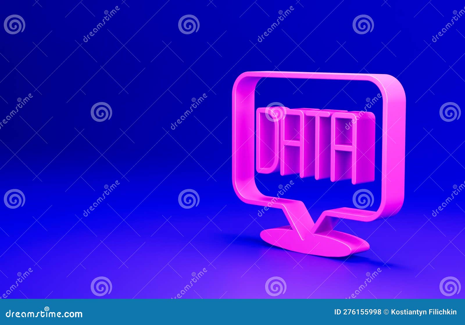 Pink Data Analysis Icon Isolated on Blue Background. Business Data ...