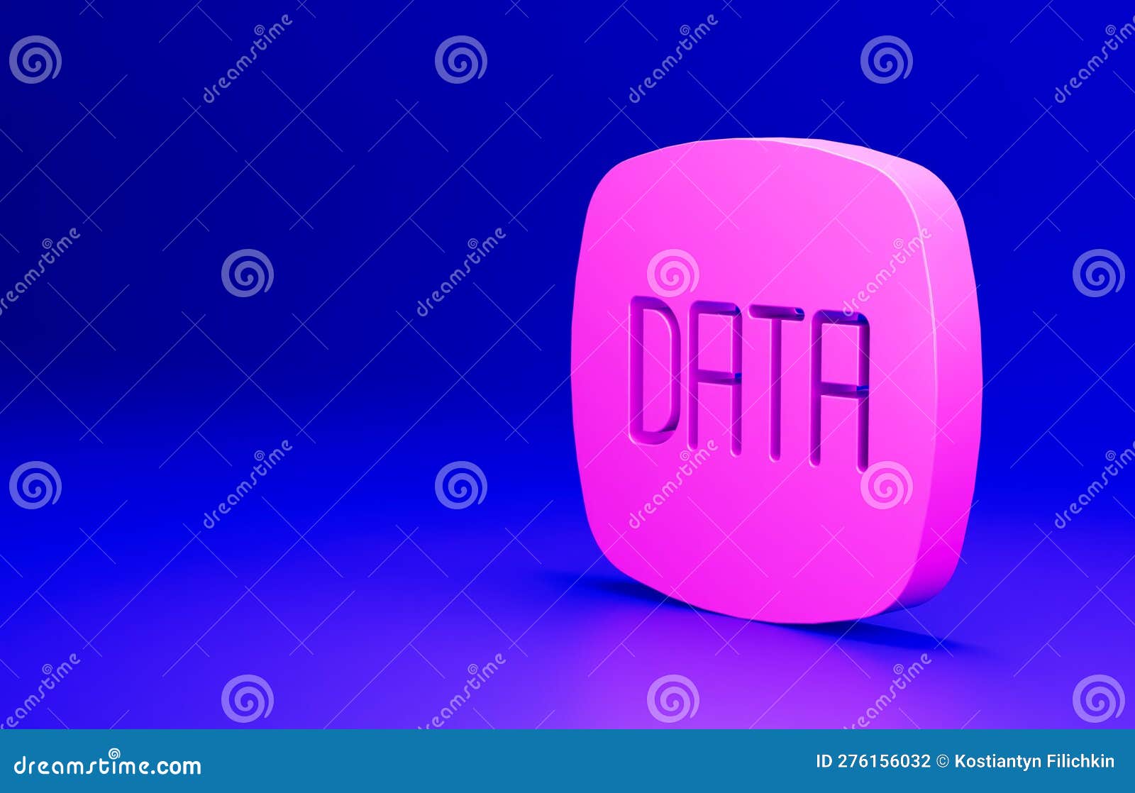 Pink Data Analysis Icon Isolated on Blue Background. Business Data ...