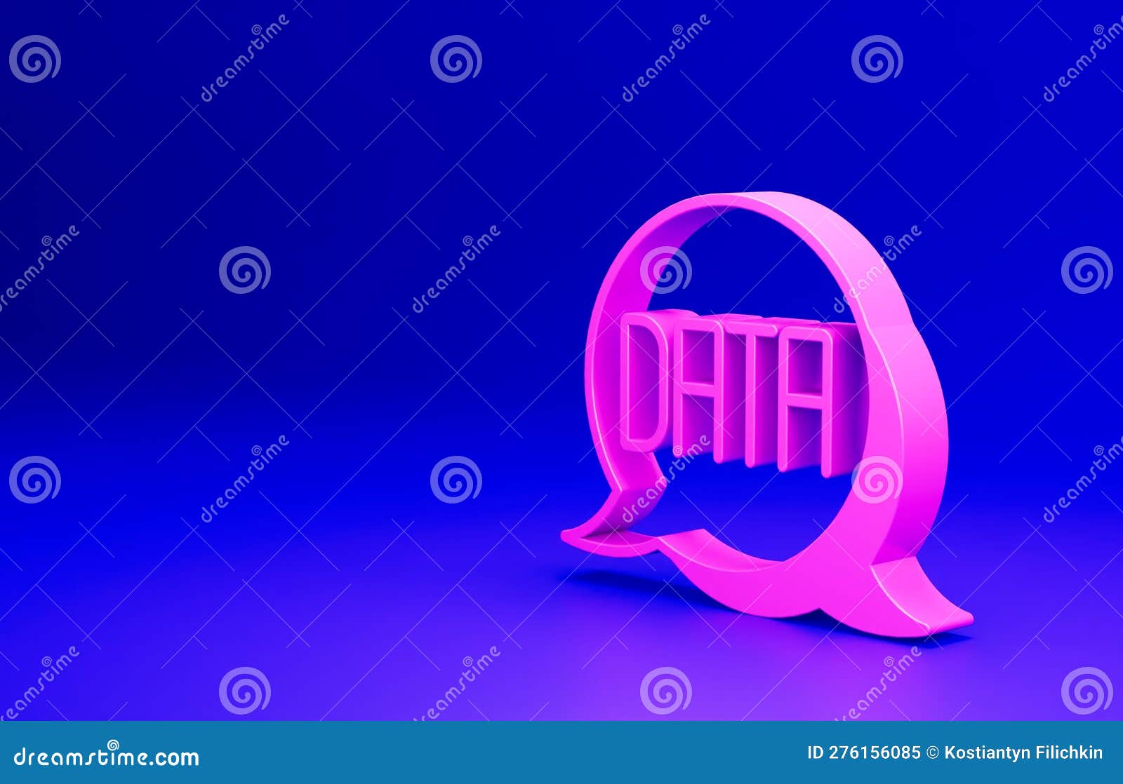 Pink Data Analysis Icon Isolated on Blue Background. Business Data ...
