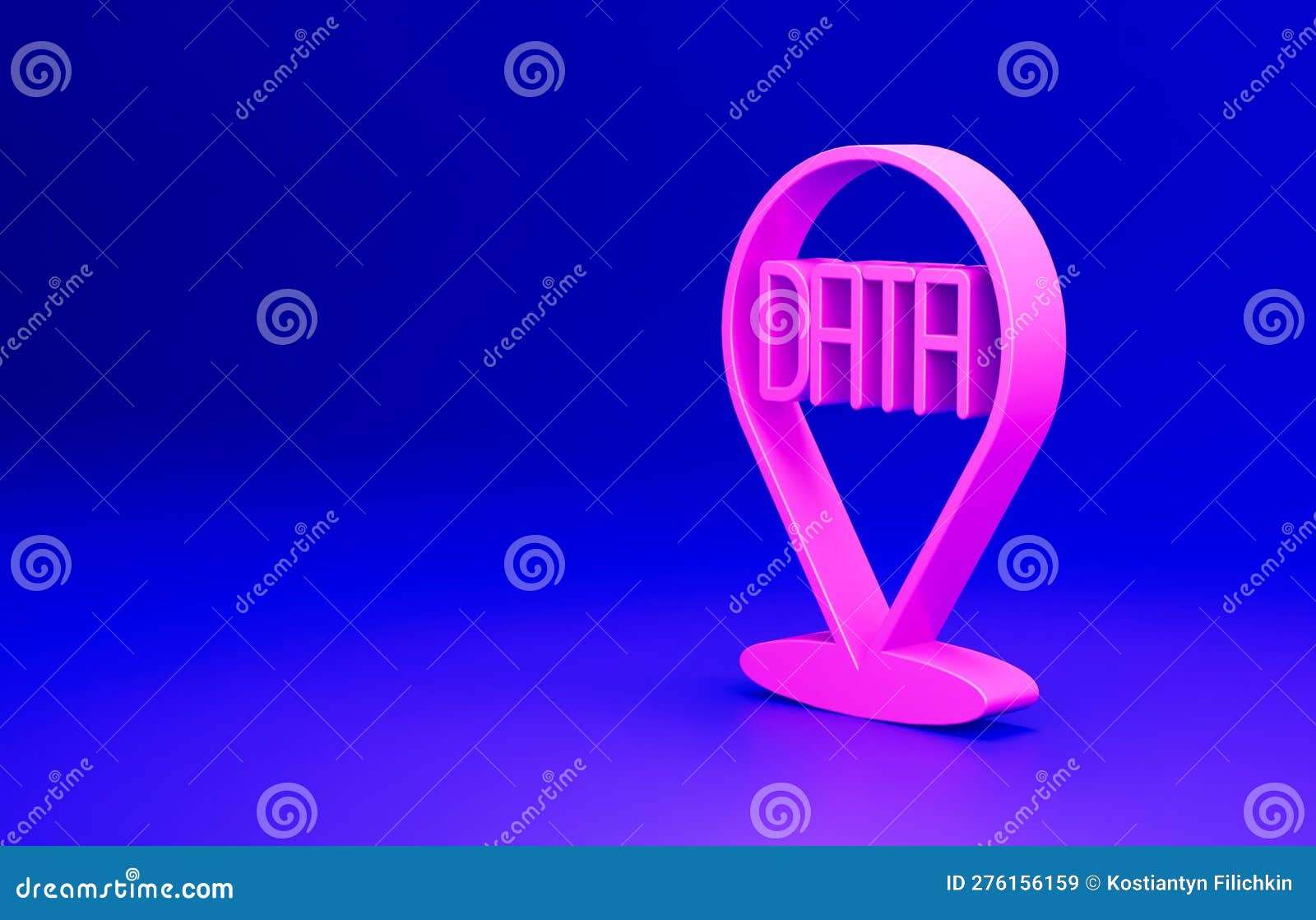 Pink Data Analysis Icon Isolated on Blue Background. Business Data ...