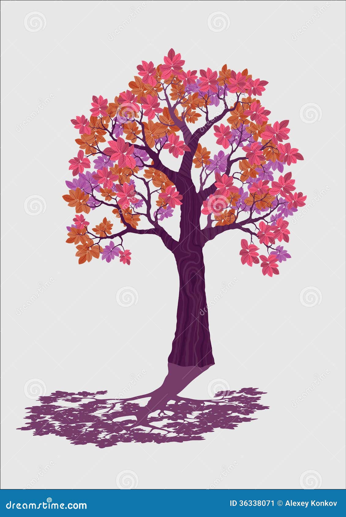 Pink Decorative Tree Isolated Vector Illustration Stock Vector ...