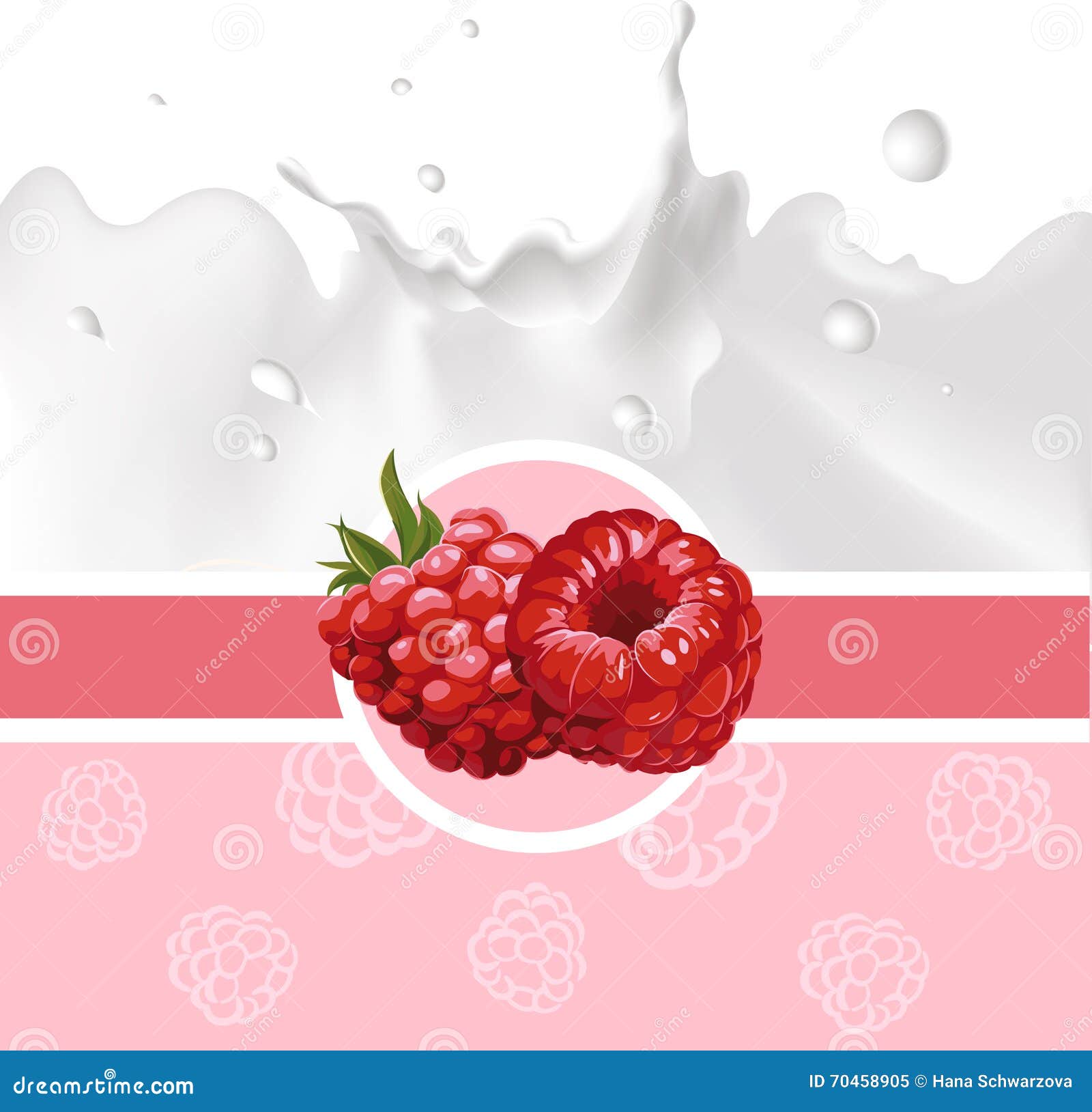 Pink Design with Raspberry and Milk Splash - Vector Stock Vector ...