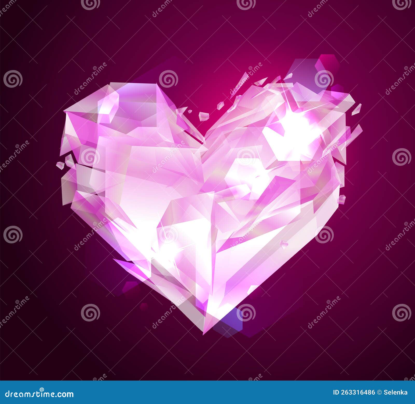Pink Diamond Heart Symbol, Glass Shards Heart Stock Vector ...