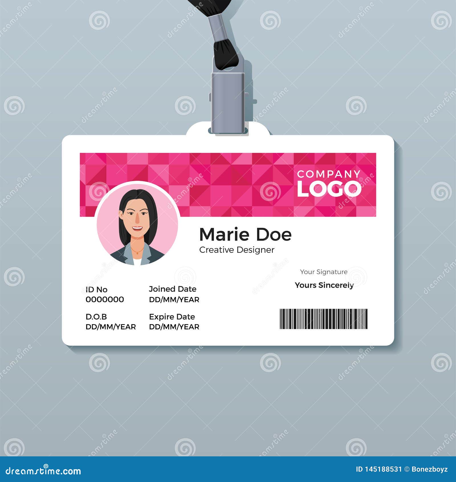 Pink Diamond ID Card Template Stock Vector - Illustration of companies ...