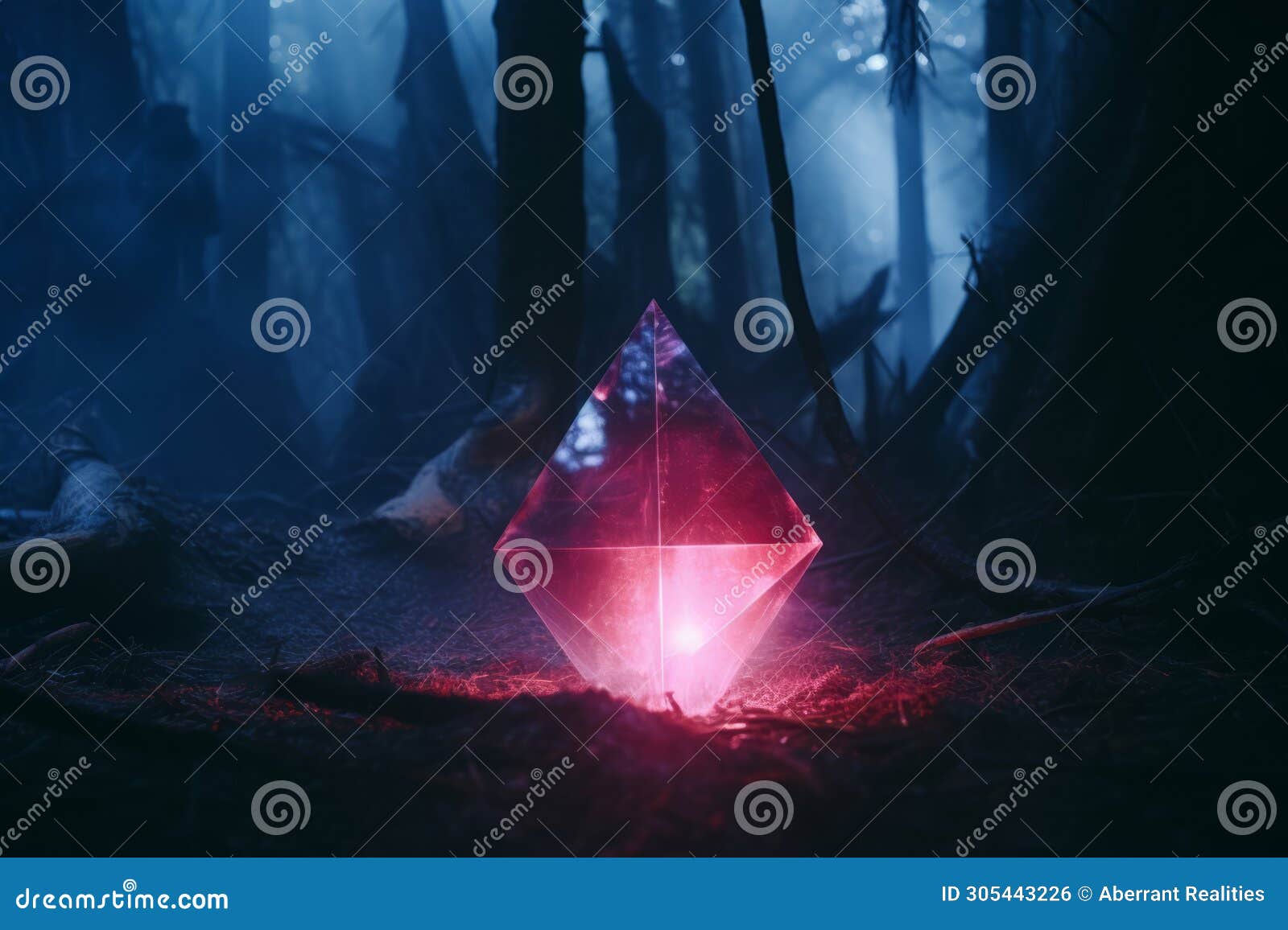 A Pink Diamond in the Middle of a Dark Forest Stock Illustration ...