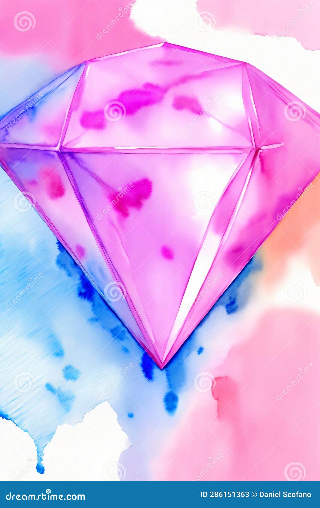 A Pink Diamond Sitting on Top of a Blue and Pink Background. Generative ...