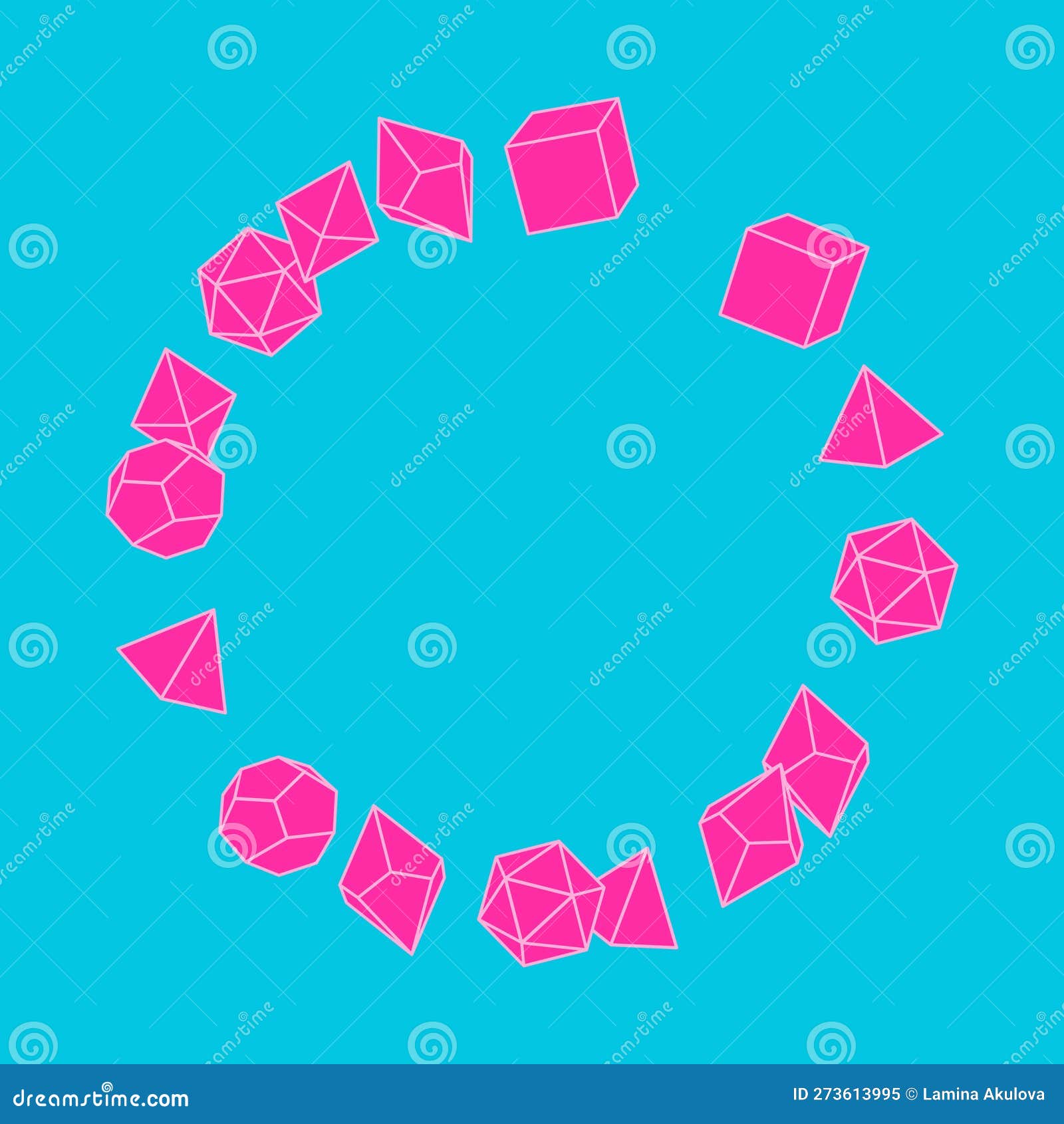 Pink Dice Frame in Round Shape, Hand Drawn Vector Stock Vector ...