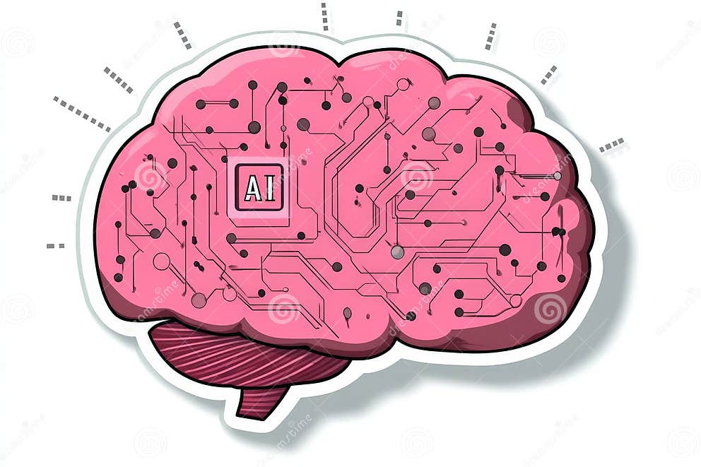 Pink Digital Brain Embedded AI Microchip Glowing Neural Patterns ...