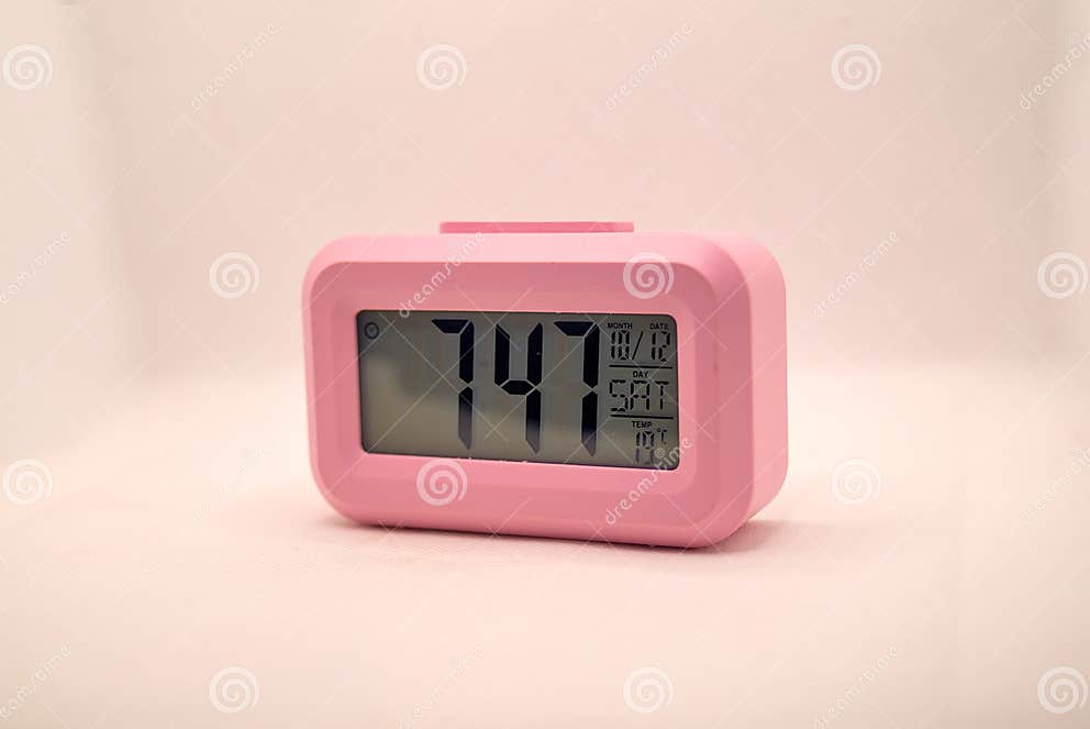 Pink Digital Clock on White Background Stock Illustration ...