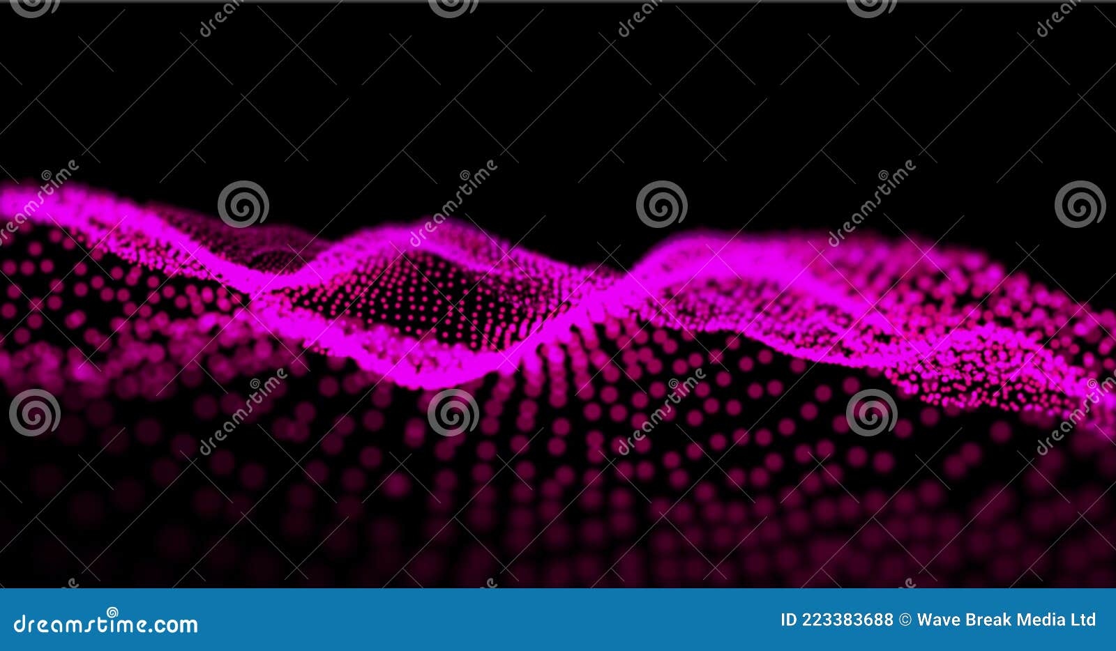 Pink Digital Wave Moving Against Black Background Stock Illustration ...