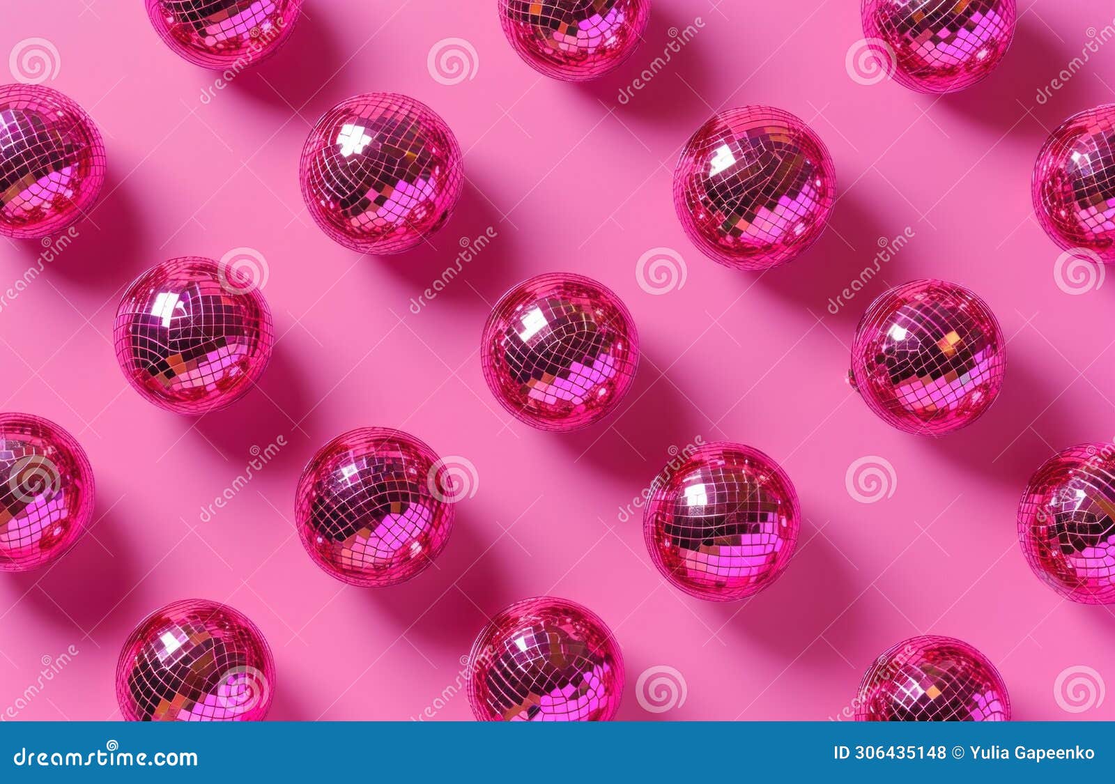 Pink Disco Ball Pattern Over Pink Background Stock Photo - Image of ...