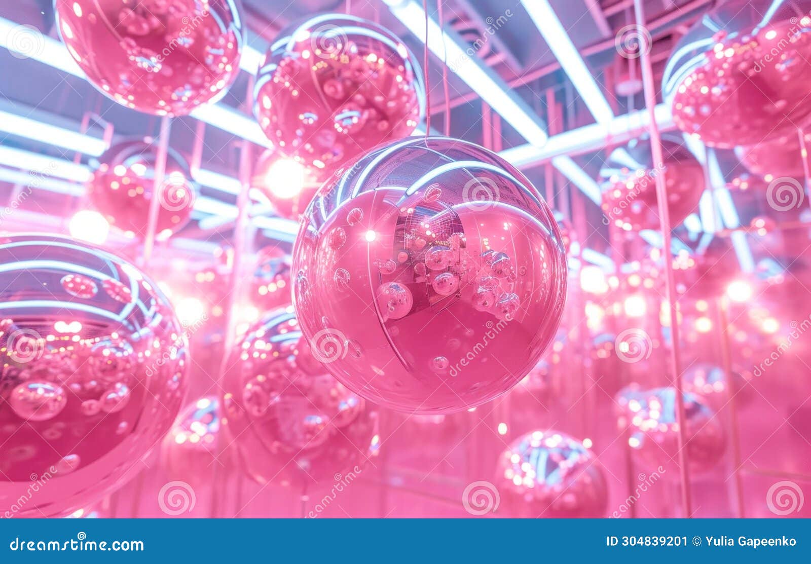 These Pink Disco Balls are Floating Together Stock Image - Image of ...