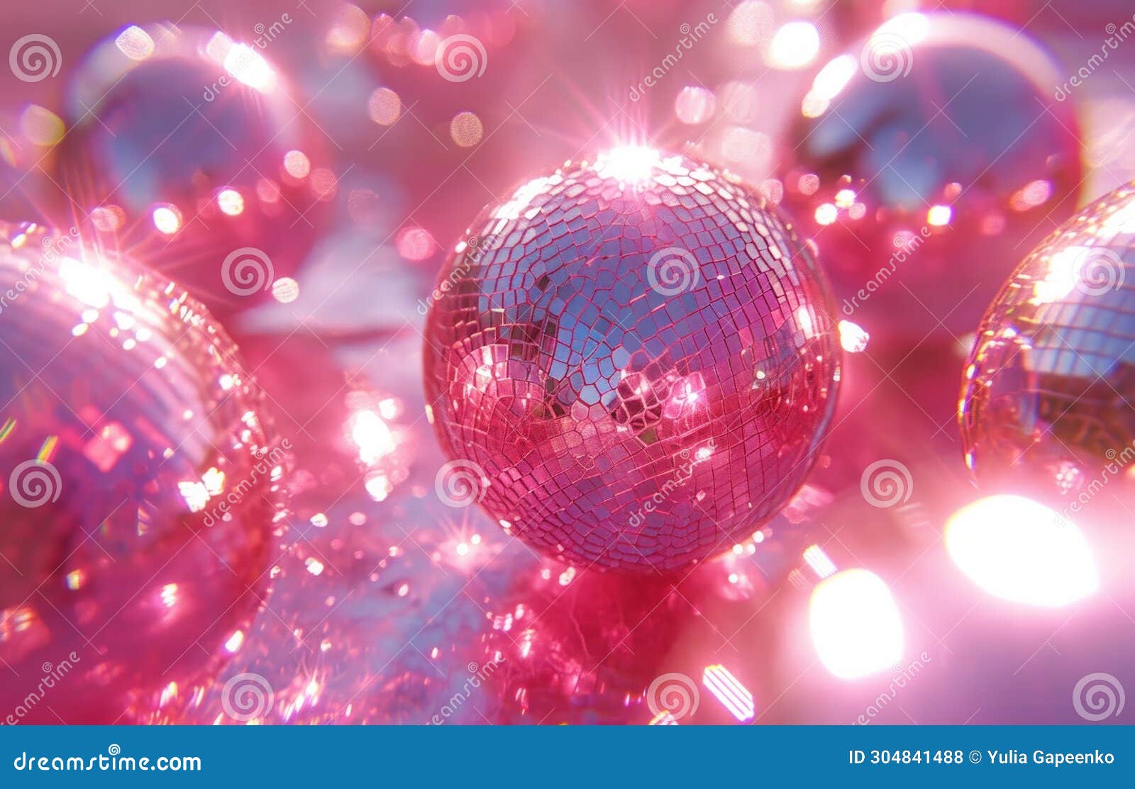 These Pink Disco Balls are Floating Together Stock Photo - Image of ...