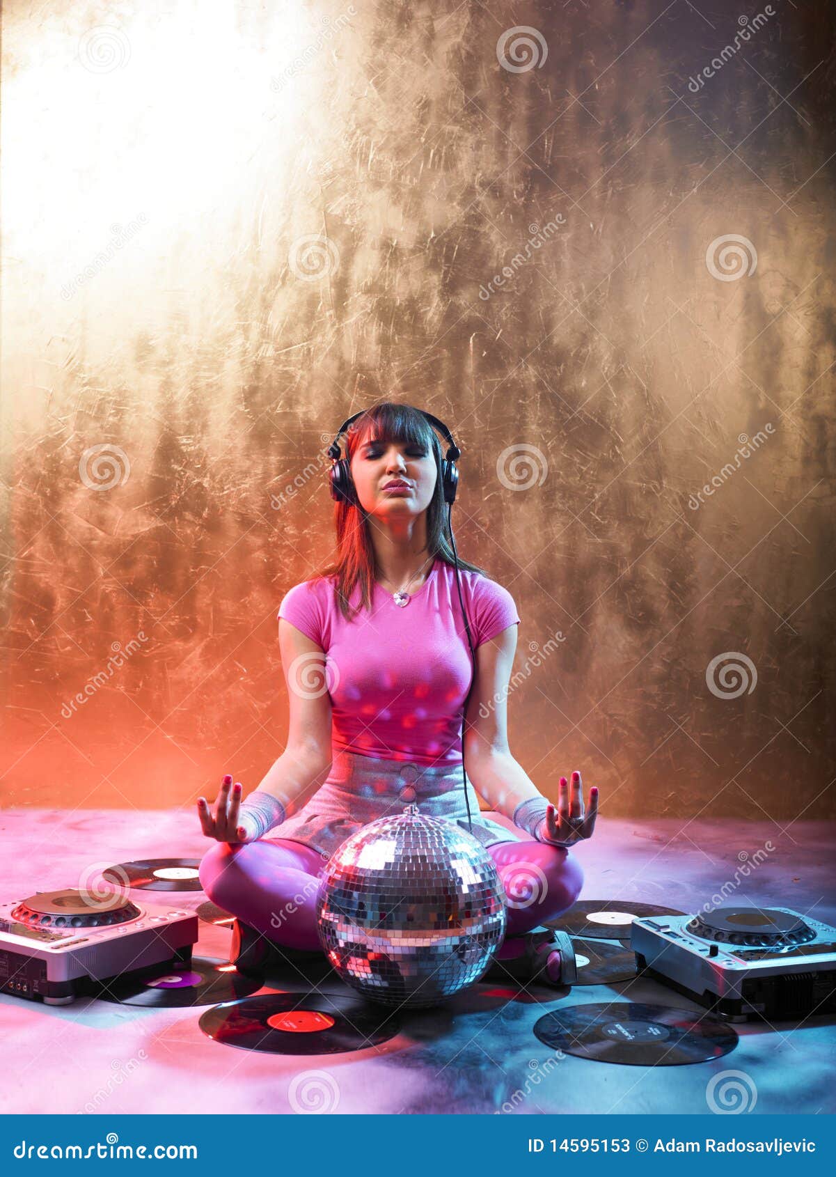 Pink Disco Girl stock image. Image of audio, female, happy - 14595153