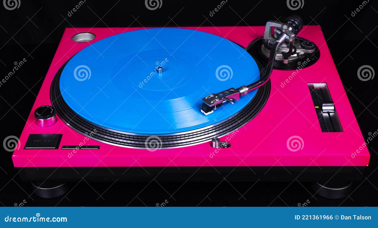 Pink DJ Turntable Player with with Blue Vinyl Stock Photo - Image of ...
