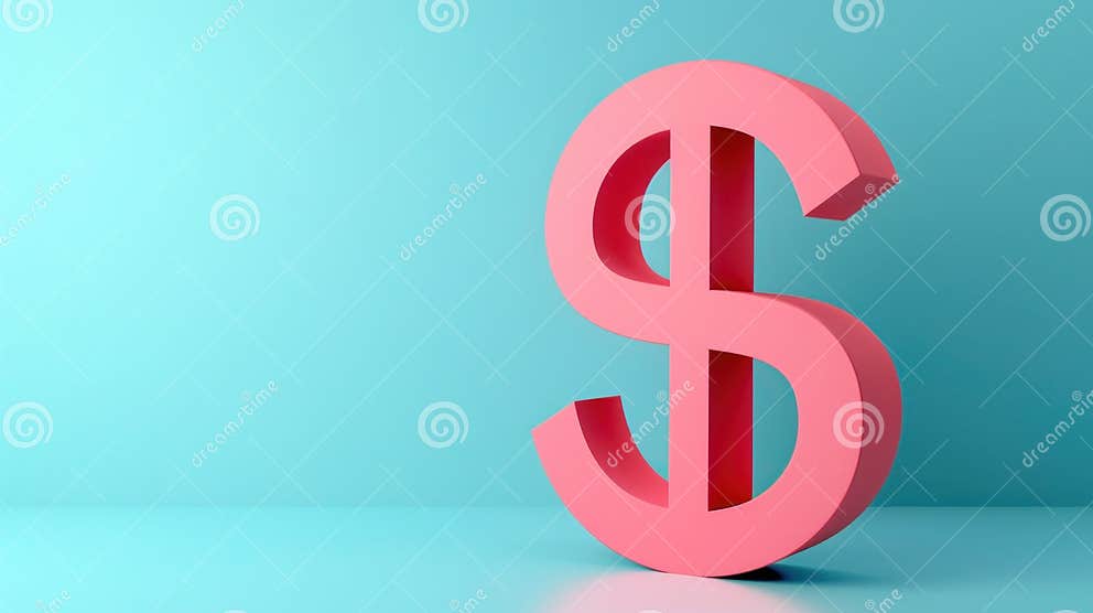 Pink Dollar Sign on Light Blue Background Stock Illustration ...