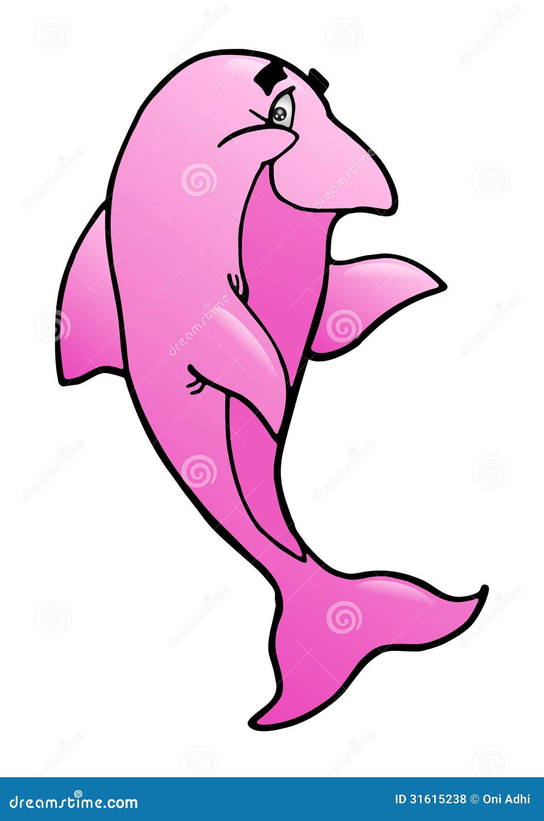 Pink Dolphin Illustration Hand Painted In Watercolor Royalty-Free ...