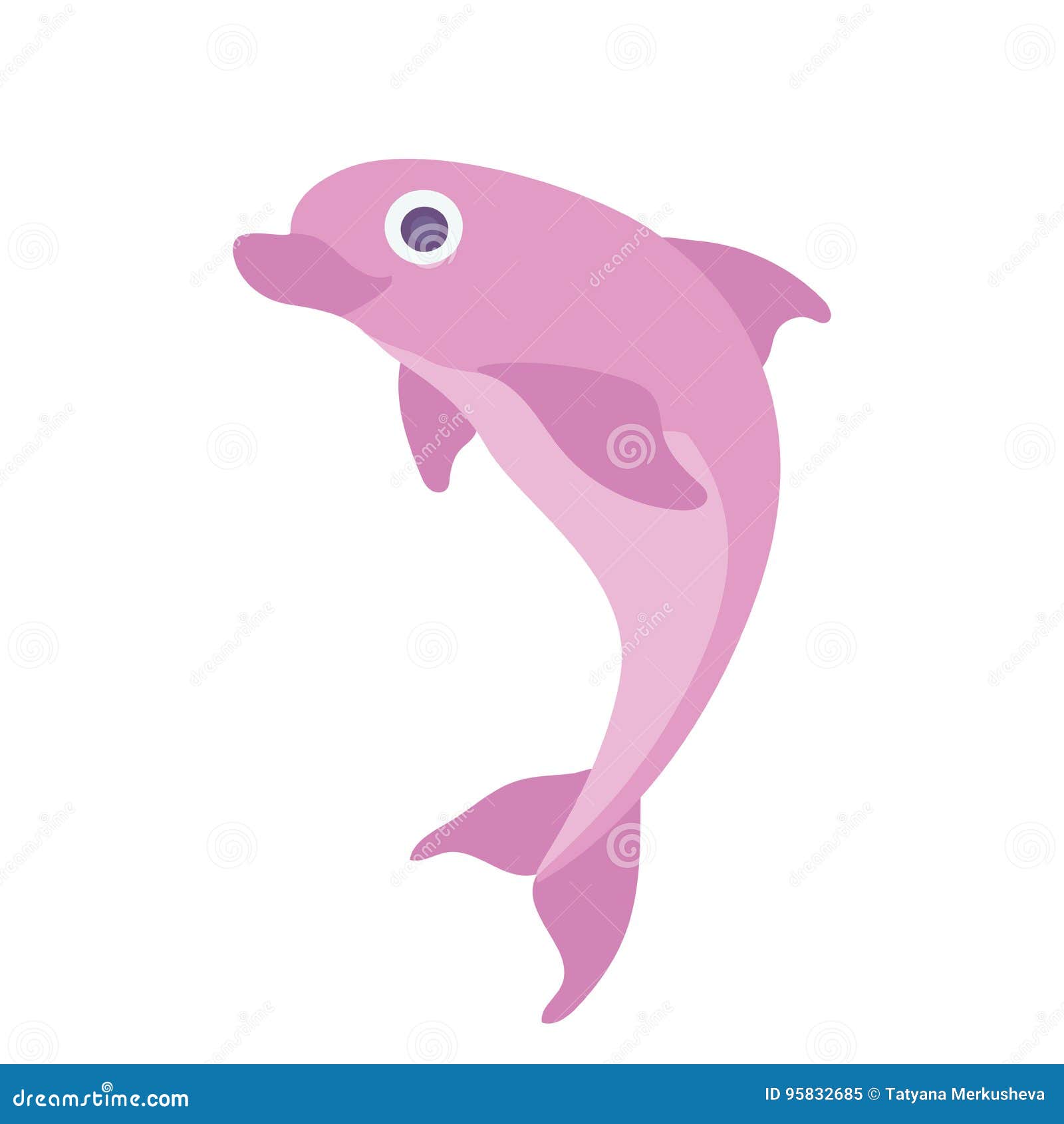 Pink Dolphin Illustration Hand Painted In Watercolor Royalty-Free ...