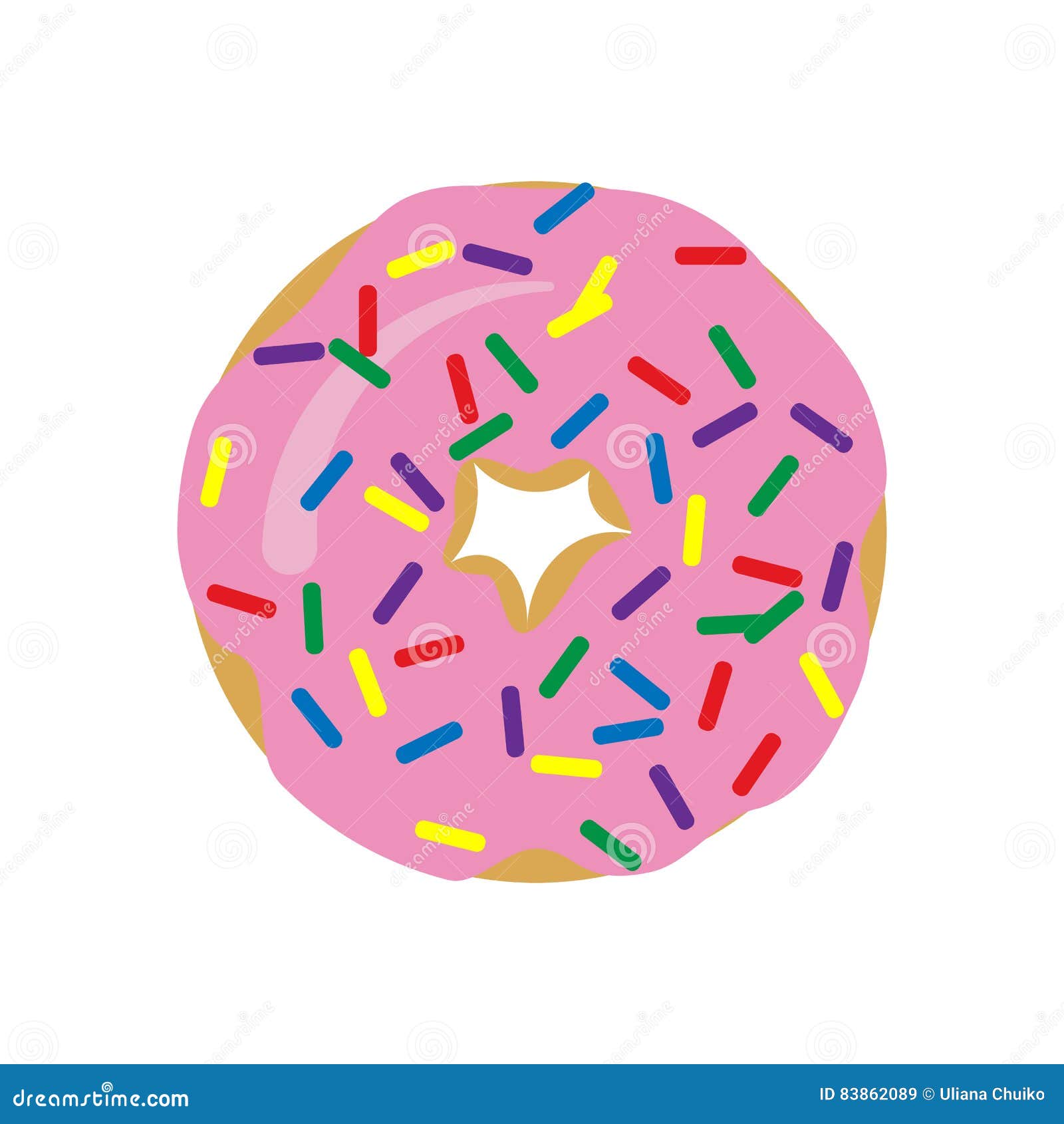 Pink donut stock vector. Illustration of dessert, sweet - 83862089