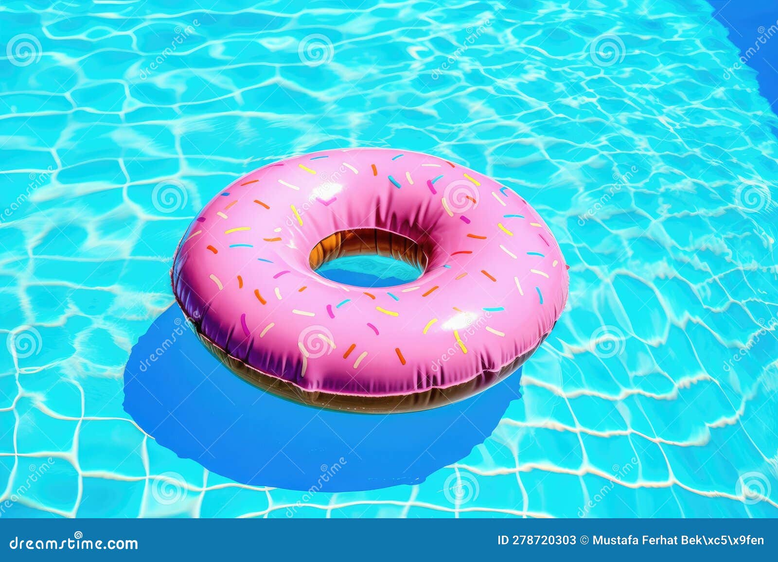 Pink Donut Float in Swimming Pool. Generative AI Stock Illustration ...