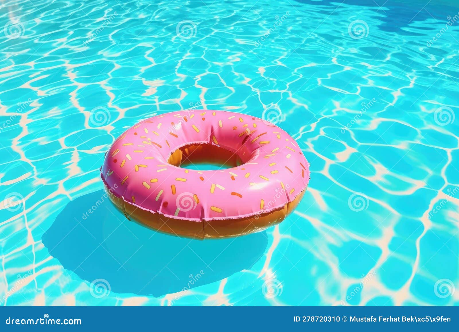 Pink Donut Float in Swimming Pool. Generative AI Stock Illustration ...
