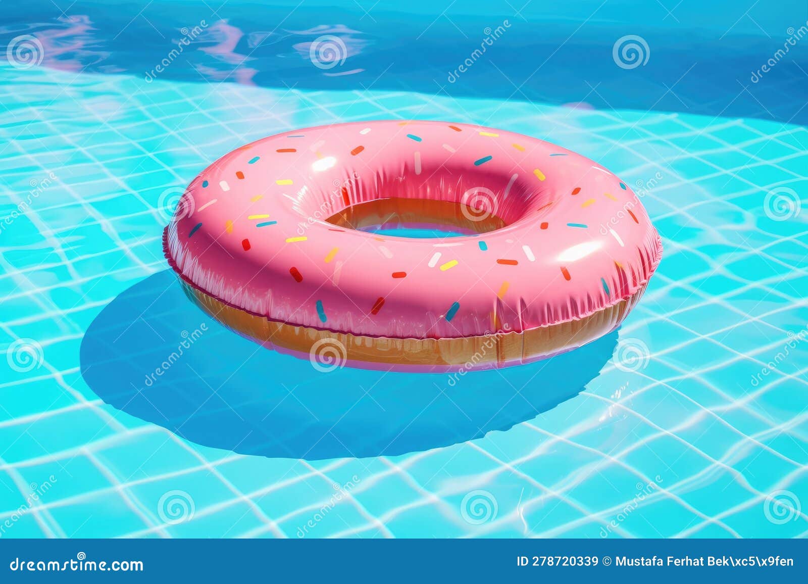 Pink Donut Float in Swimming Pool. Generative AI Stock Illustration ...