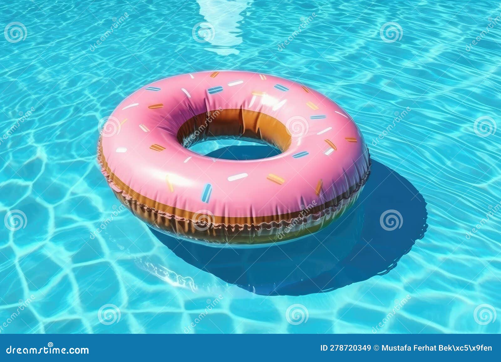 Pink Donut Float in Swimming Pool. Generative AI Stock Illustration ...