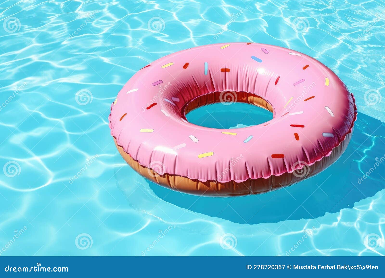 Pink Donut Float in Swimming Pool. Generative AI Stock Illustration ...