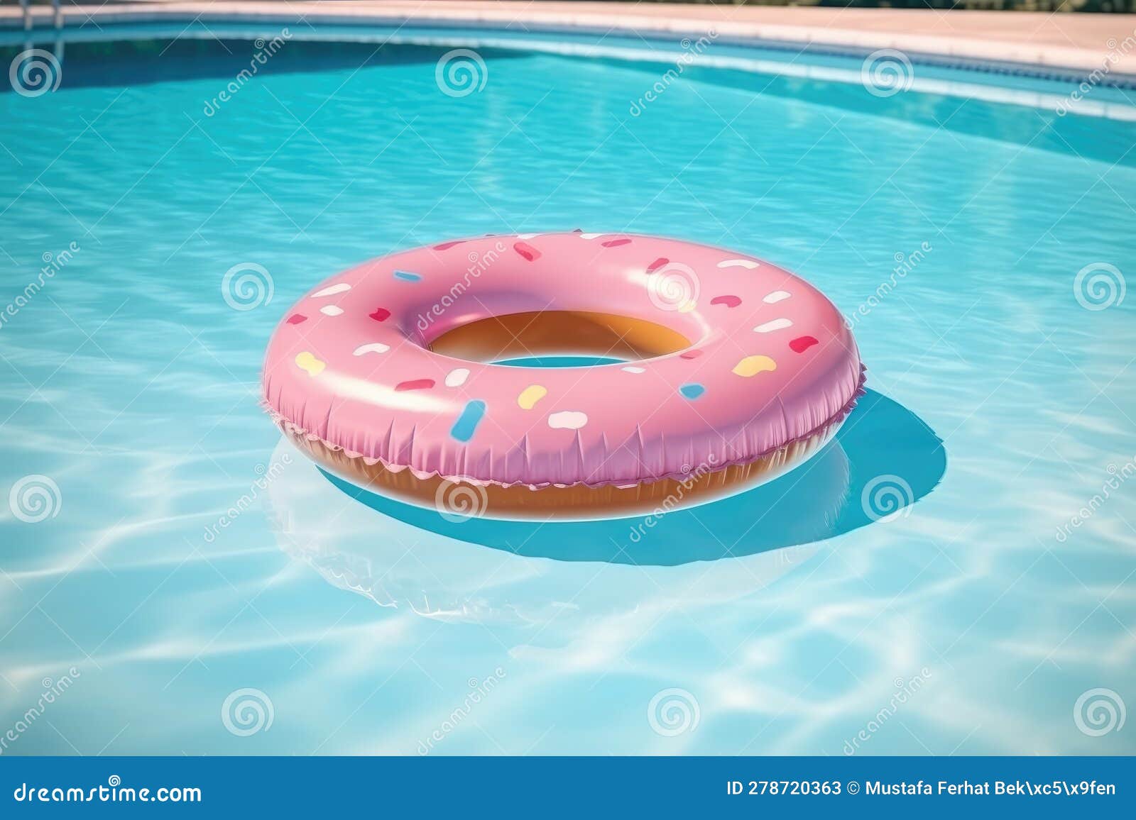 Pink Donut Float in Swimming Pool. Generative AI Stock Illustration ...