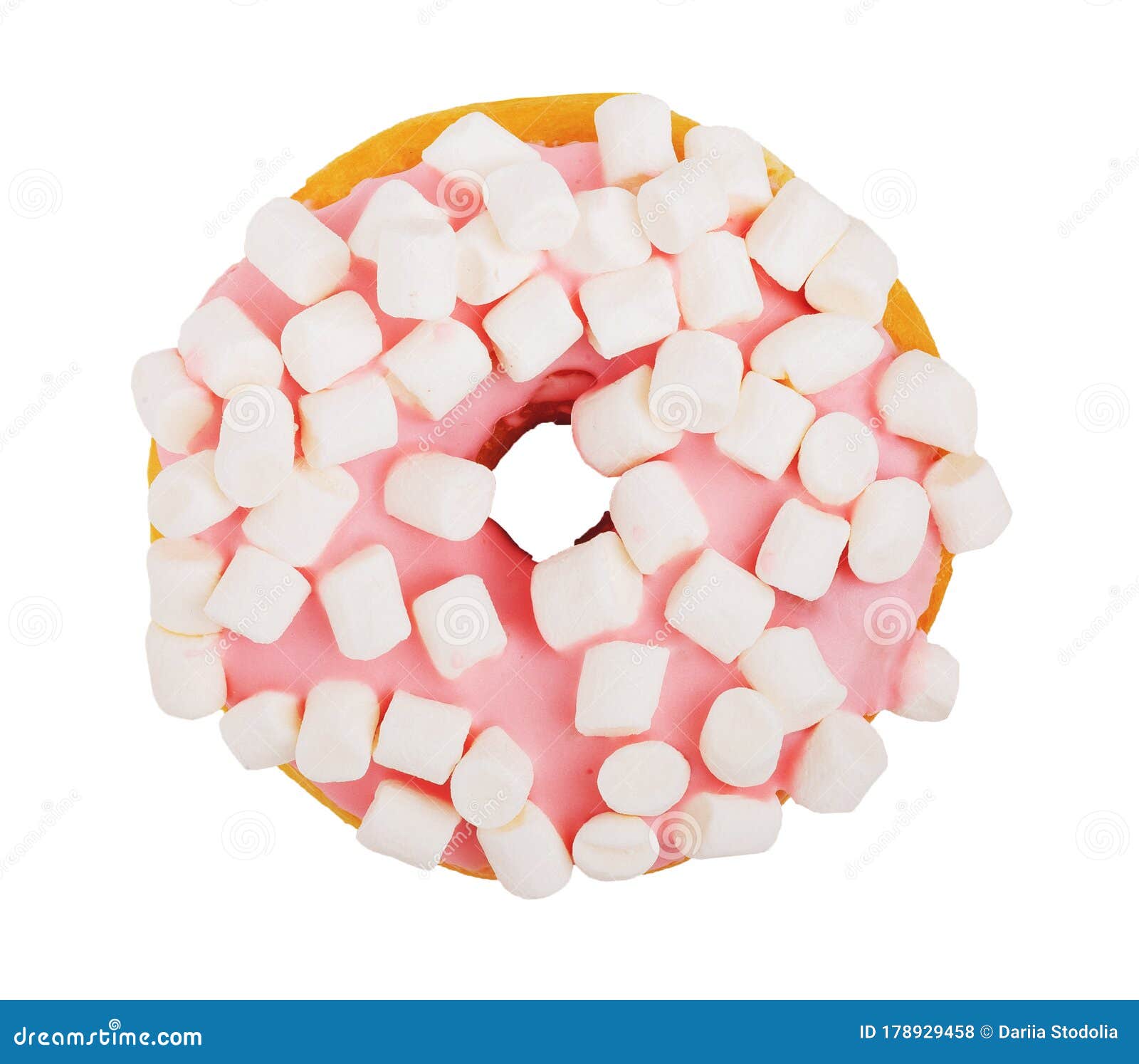 Pink Donut With Marshmallow Sprinkles Isolated On White Background ...